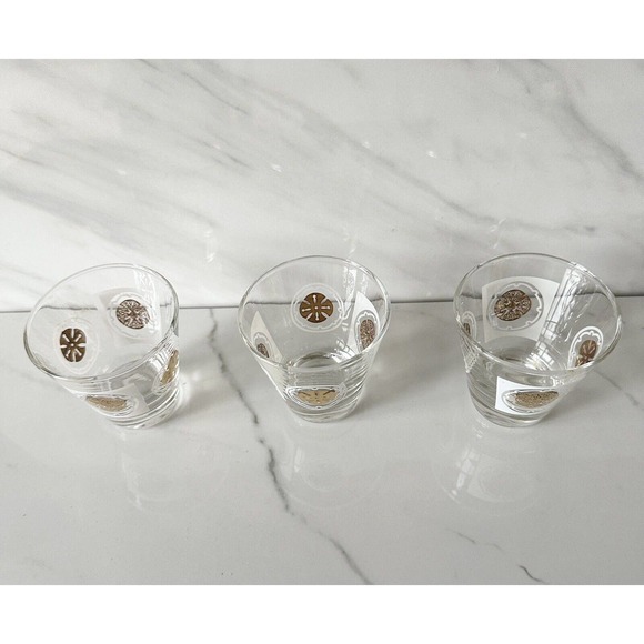 White Gold | Dining | Vintage Large Shot Glasses Mcm Mod Gold White ...